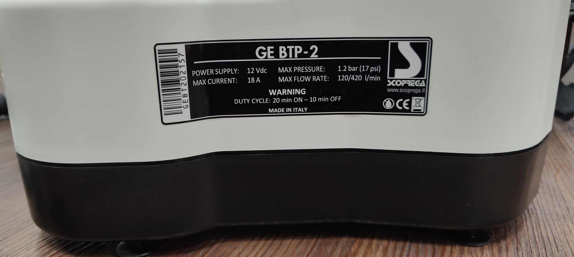 Scoprega Bravo GE BTP 2 Schlauchboot Luftpumpe Schlauchboot Luftpumpe Marine-Sales