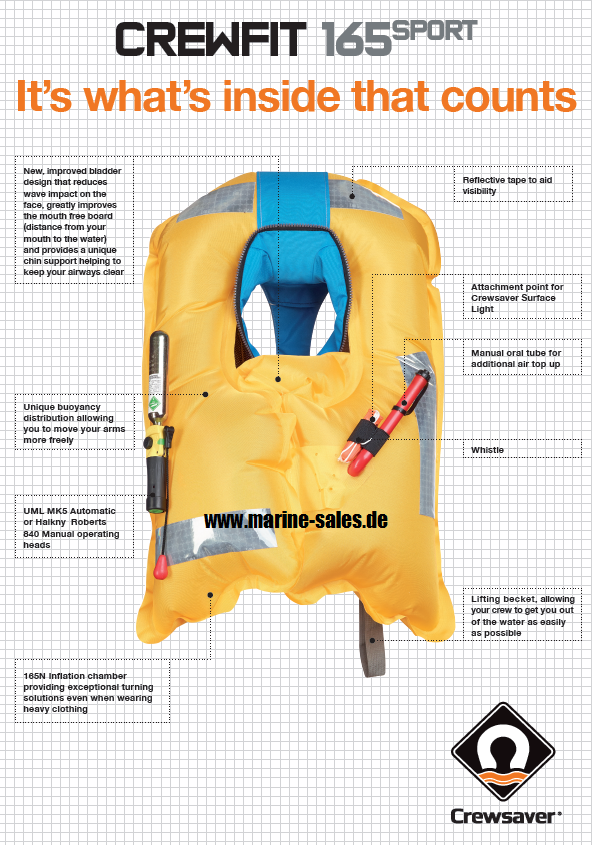 Crewsaver CrewFit 165N Sport Automatik + Lifebelt - blau Rettungsweste ...