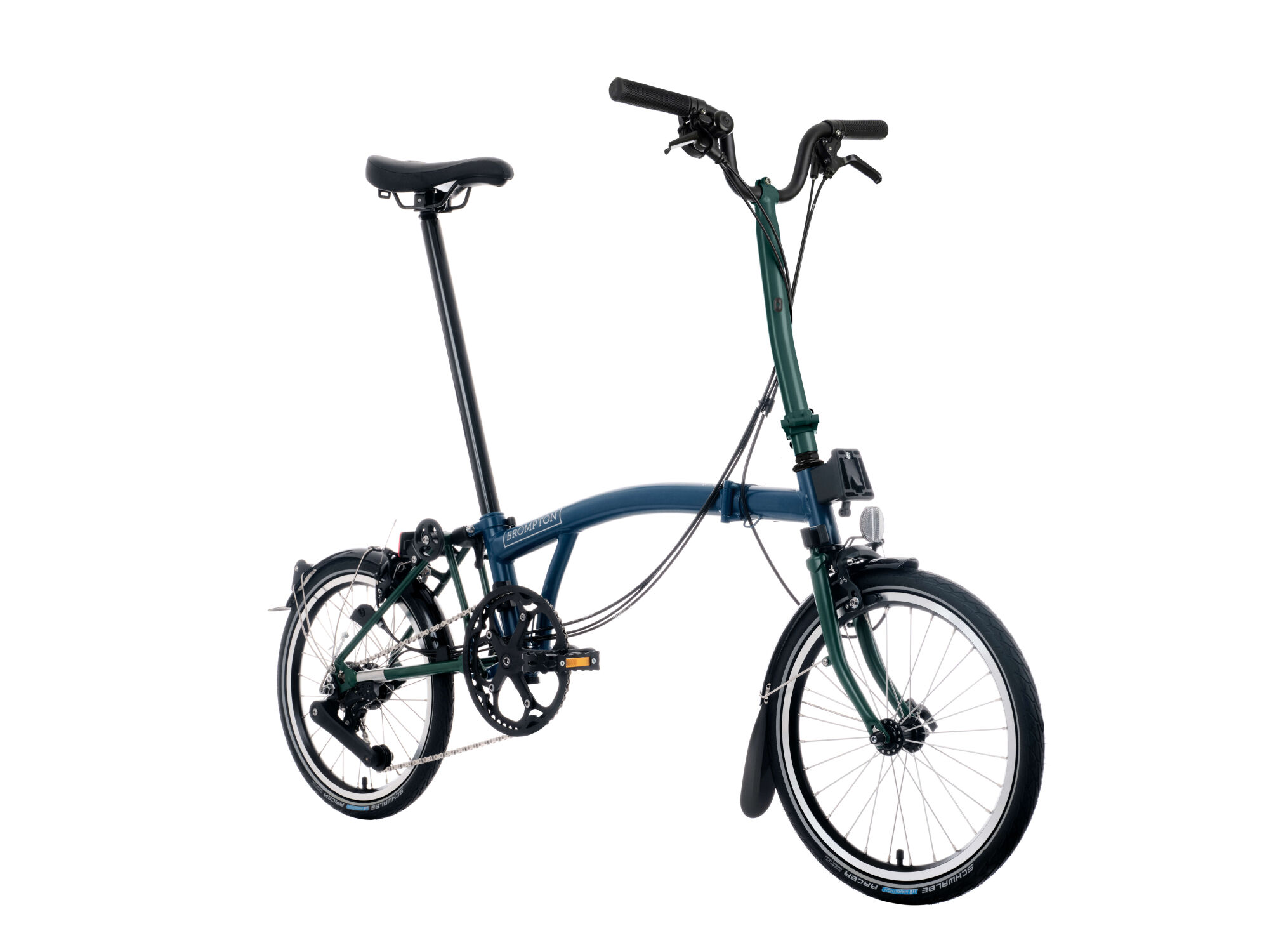 Bunte Brompton - Farbkombination Ocean Blue / Racing Green