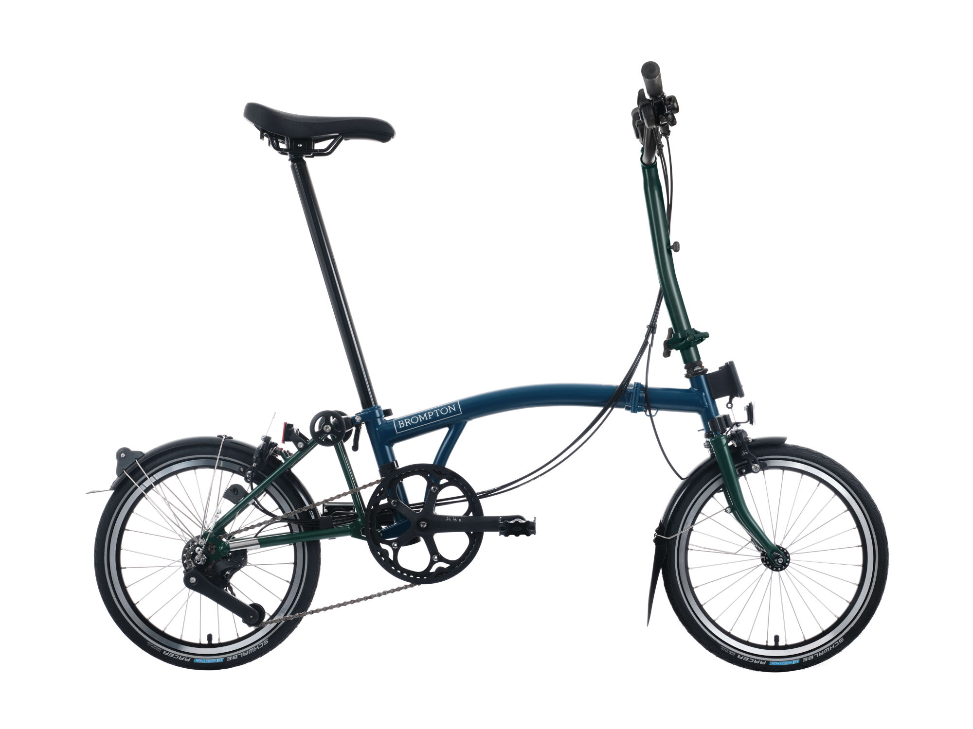 Bunte Brompton - Farbkombination Ocean Blue / Racing Green